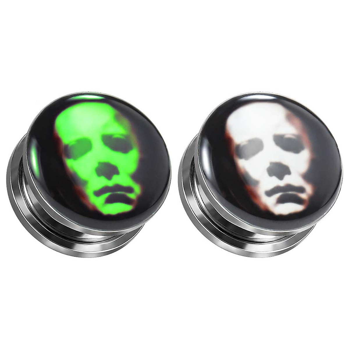 TBOSEN 8 Pcs Stainless Steel Fluoresscence Epoxy Screw Fit Ear Gauges Ear Plug Flesh Piercing Jewelry 2g - 1-3/16 inch