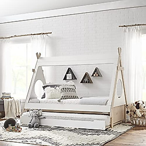 Ti Amo Savannah Teepee Bed & Trundle, White/Natural