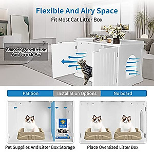 Extra Large Cat Litter Box Enclosure,Wooden Cat Box Enclosure Indoor Fit Most of Litter Box Decorative Box Furniture with Double Doors Cat Box Furniture Hidden