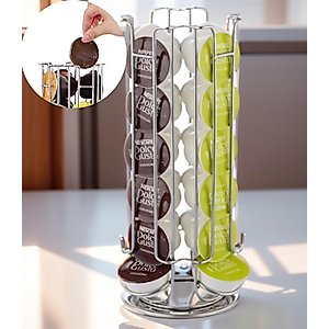 KINGPOUL K Cups Holder,K Cup Organizer,Coffee Pod Holder Coffee Pods Storage Organizer Stand,No Assembly Required,K Cup Holders For Counter(Capacity Of 24pods,Argent)