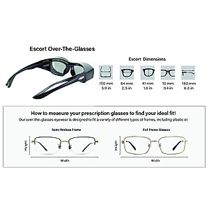 Global Vision Escort Safety Glasses Fit Over Most Eyewear Smoke Lenses (Black Smoke)