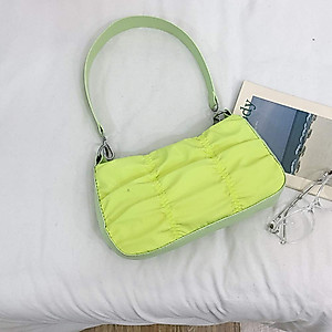 Mysmeir Solid Color Pleated Armpit Bag Oxford Water-resistant Western Style Shoulder Bag for Women (green)