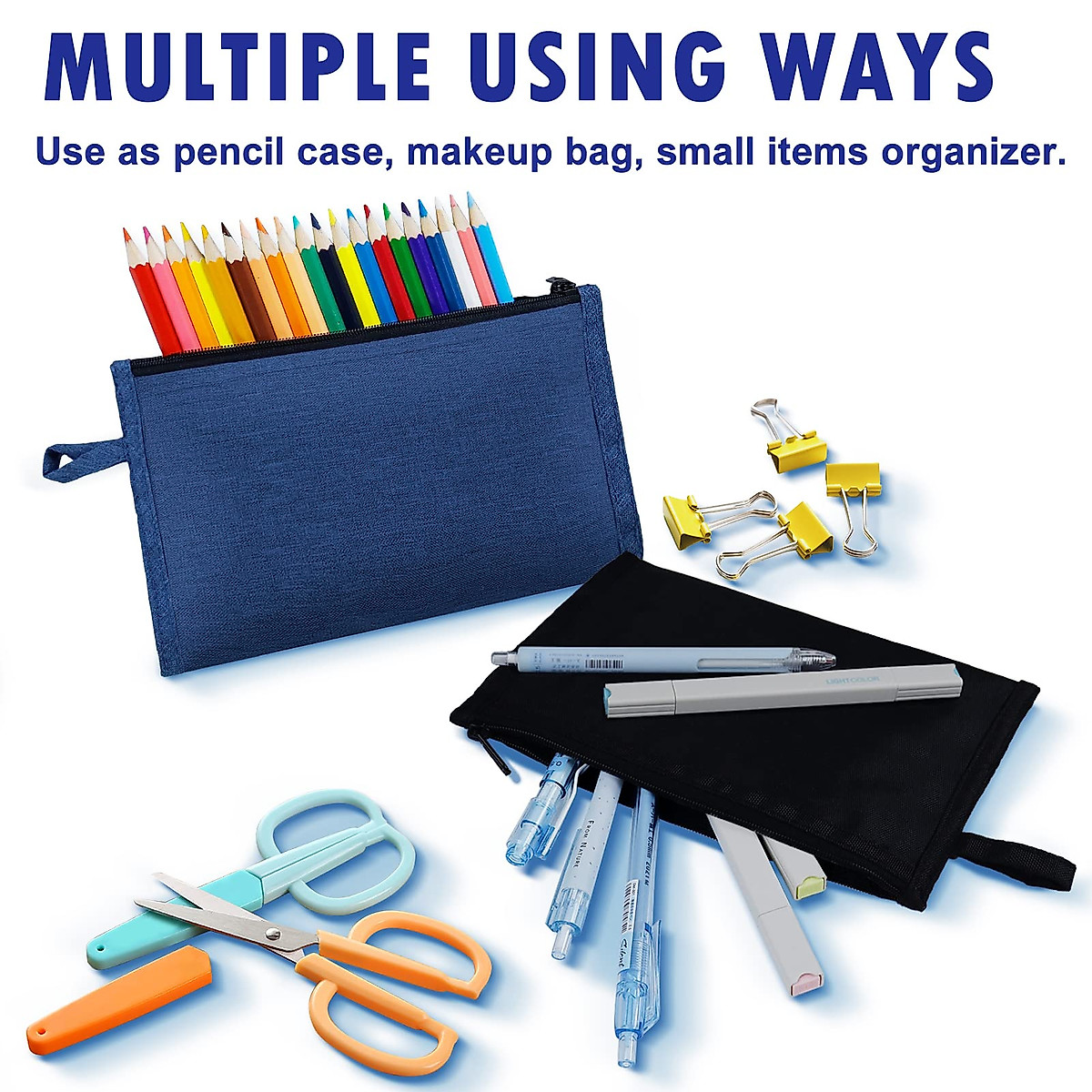 Moyad Reusable Snack Bags Small, 2 Pack Mini Zipper Lunch Pouches, Dishwasher Safe & BPA Free, Compact Food Storage for Work, Travel, Picnic, Blue