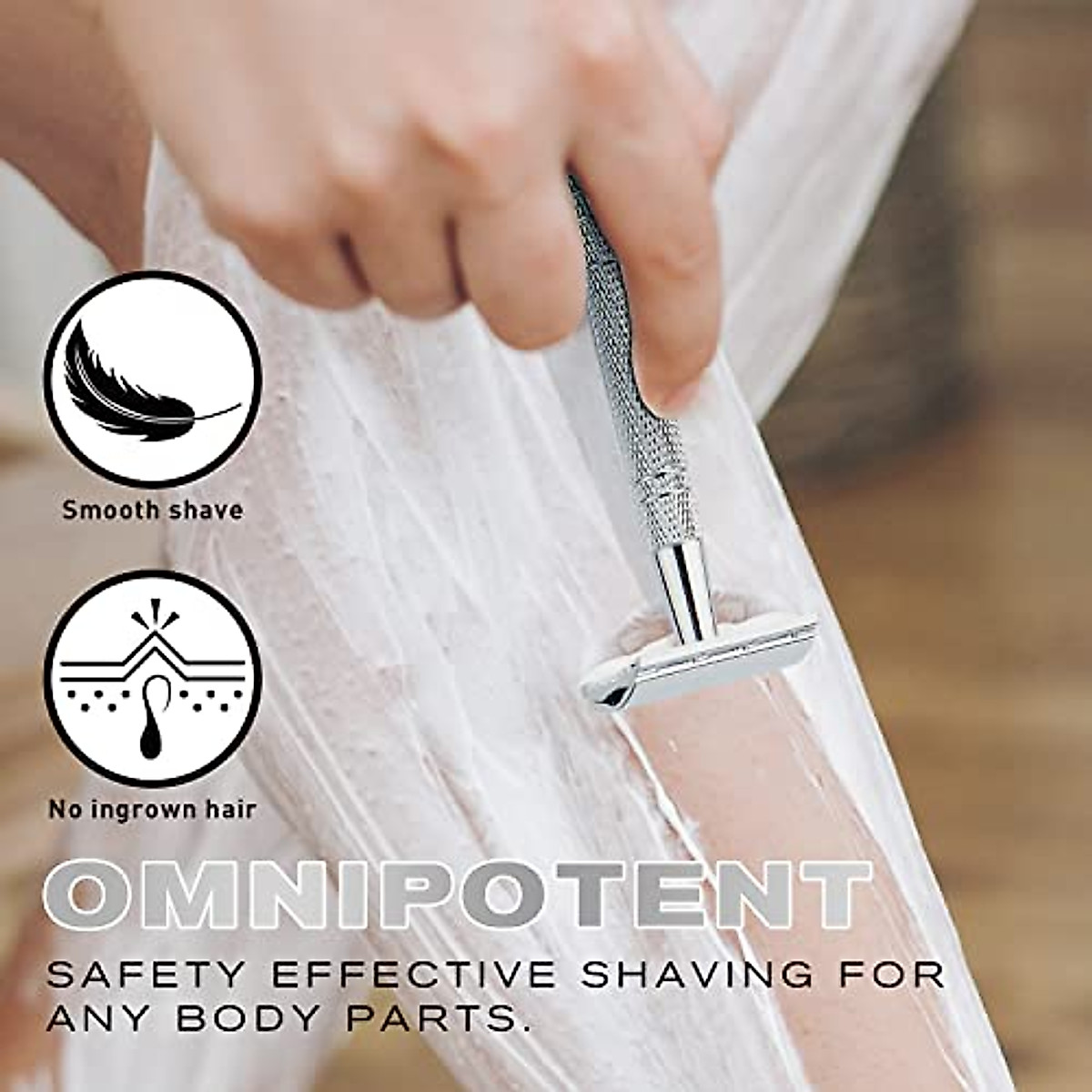 Reusable Double Edge Safety Razor for Women, Single Blade Razors for Men, with 10 Platinum Coated Stainless Steel Razor Blades, Metal DE Razor for a Close Smooth Shave, Sustainable Living Choice