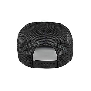 Branded Bills ‘The Salute' USA Flag Leather Patch Hat Flat Trucker - One Size Fits All (Heather Grey/Black)