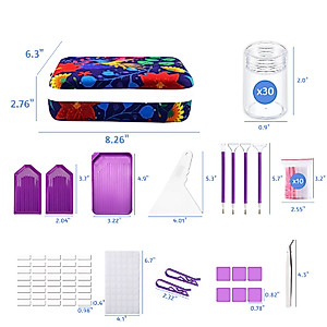 LIRUNQIU Diamond Painting Storage Containers, 30 Slots Diamond Art Accessories and Tools Kits Storage Box(Purple)