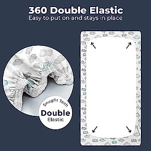 Sweave Organic Crib Sheets (2-Pack) - Breathable Double-Elastic Fitted Crib Sheet, Extra Protection for Your Baby, 100% GOTS Certified Organic Cotton, Secure & Snug Fit, Crib Sheets Neutral (28"x52")