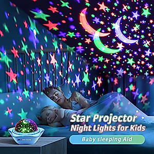 One Fire Night Light for Kids, 48 Lighting Modes Star Lights for Bedroom, 360° Rotating+3 Films Baby Night Light Projector, USB Rechargeable Kids Night Lights for Bedroom, Star Lights for Room Decor