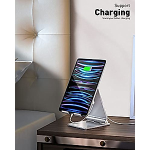 Maxonar Foldable Tablet Stand Holder, Adjustable Tablet Phone Desktop Stand Dock Constructed from Aluminum Compatible with 2022 iPad/iPad Pro, iPad Air/iPad Mini [4.7"-13"], Galaxy Tab S8- Silver
