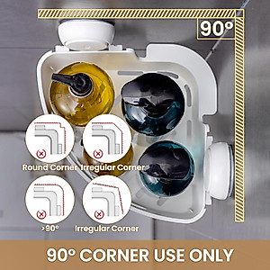 LEVERLOC Corner Shower Caddy Suction Cup No-Drilling Removable Shower Caddy Basket Powerful Suction Bathroom Shower Shelf Waterproof & Rustproof Organizer for Bathroom Storage - White