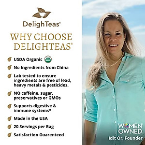 DelighTeas Organic Digest & Detox CCF Tea | Ayurvedic Cumin, Coriander, Fennel Loose Leaf Tea for Digestion, Detox, Cleanse | USDA Organic, Non-GMO, Caffeine Free, Sugar Free | 20 Servings, 1.5 oz.