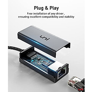 USB-C to Ethernet Adapter, uni [Thunderbolt 3/4 Compatible] Gigabit Ethernet Adapter, Type-C to RJ45 Adapter for MacBook Pro/Air M2, iPad Pro/Air, Dell XPS 13, Surface Laptop 5, Switch Lite