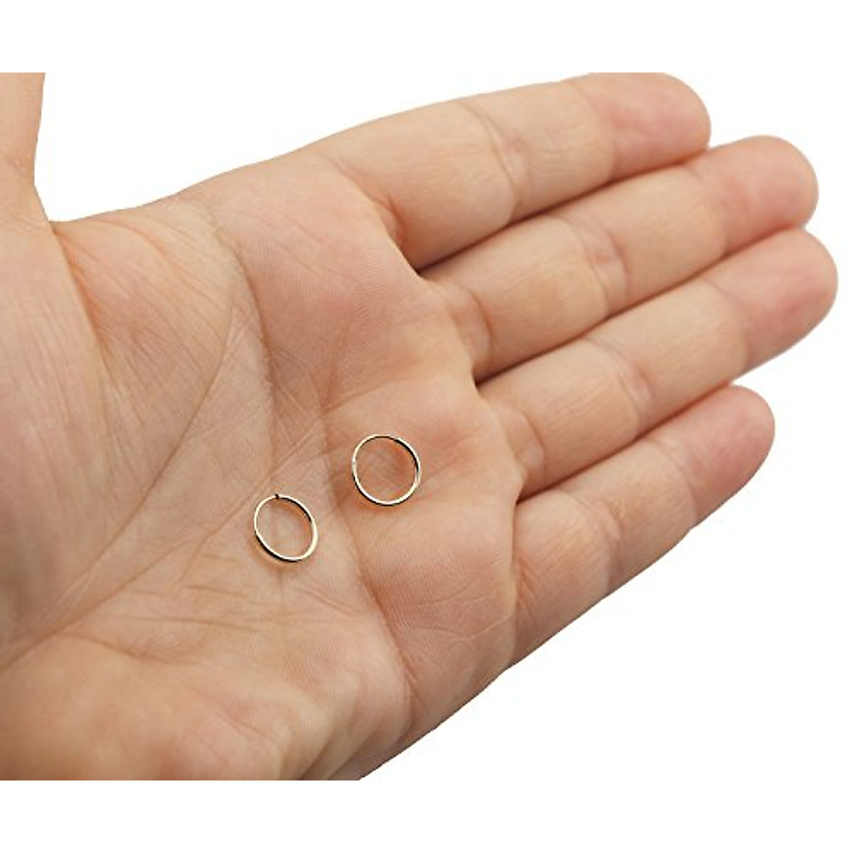 14k Yellow Gold Endless Hoop Earrings Tiny Round Flexible Thin Small little Continuous Real Pure Gold Hoops (10mm)