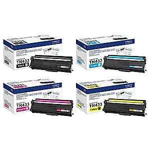TN433 TN-433 Toner Cartridges - Compatible Toner Replacement for Brother 4-Pack TN433BK TN433C TN433M TN433Y TN-431 TN431 for MFC-L8900CDW HL-L8360CDW HL-L8260CDW MFC-L8610CDW HL-L8360CDWT Printer
