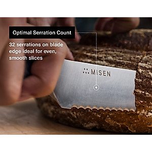 Misen Serrated Bread Knife - 10 Inch, High Carbon Stainless Steel, Japanese AUS10 - Ideal for Sourdough, Challah, Watermelon - Bread Slicer - Gray