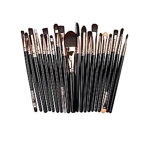 Bynetta Makeup Brushes 20 Pcs Professional Eye Shadow Set Powder Foundation Eyeshadow Eyeliner Lip Cosmetic Brushes with Soft Synthetic Wool (Black)