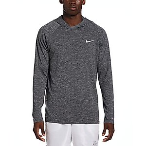 Nike Swim Men's Heather Long Sleeve Hooded Hydroguard Black Medium/Black
