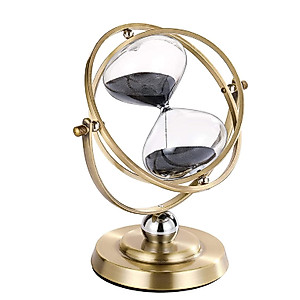 BAWAQAF 360 Degree Rotating Hourglass European Metal Sand Timer 60 Minute Sand Clock Vintage Brass Sandglass Home Office Kitchen Timer