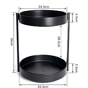 XNTONG 2-Tier 360° Lazy Susan Organizer, 10 inch Metal Steel Rotating Spice Rack, Turntable Organizer for Cabinet, Pantry, Bathroom, Countertop