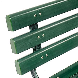 Global Industrial 4'L Park Bench with Backrest, Recylced Plastic, Green