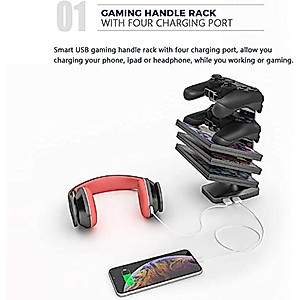 VITESSE Gaming Desk 63 Inch, Ergonomic Gamer Computer Desk with Mouse Pad, PC Gaming Tables with Chargeable Gaming Handle Rack, Cup Holder Headphone Hook