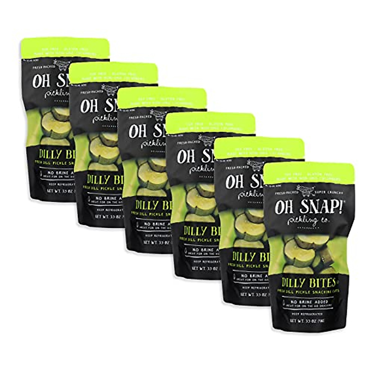Oh Snap! Pickling Co., Dilly Bites Fresh Dill Pickle Snacking Cuts, 3.5 oz. (6 count)