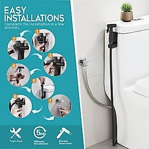 Handheld Bidet Sprayer for Toilet, FES Stainless Steel Adjustable Pressure Control Bidet Faucet Diaper Sprayer Set with Hose Attachment Easy Install for Kitchen and Toilet Cleaning