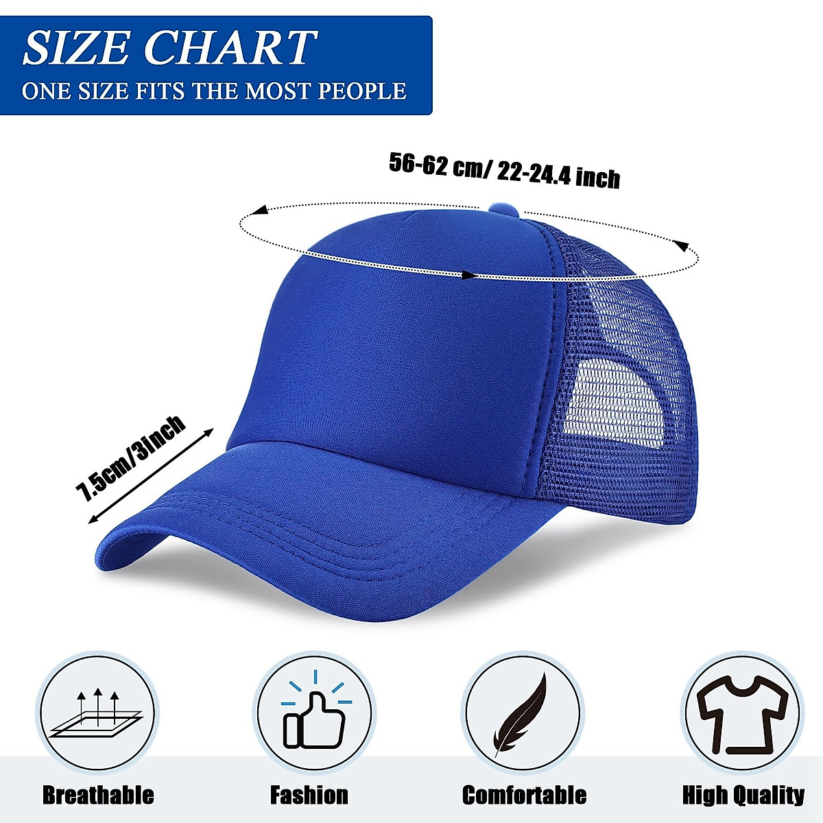 Unisex Sublimation Blank Mesh Baseball Cap Adjustable Plain Blank Mesh Trucker Hat for DIY Embroidery Sublimation Printing(Colorful,24 Pieces)