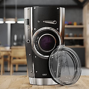 CUBICER Photographer Tumbler Stainless Steel 20 Oz Double Walled Traveling Cups For Men Coffee Mug With Lid Editing Photo Gifts For Friends On Birthday Graduation Unique With Quote