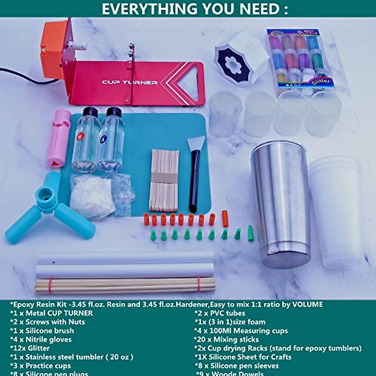 AFW Cup Turner,Tumbler Spineer Turner,Cup Spinner,Epoxy Cup Turner Supplies Crafts,with Epoxy Resin kit for Beginner