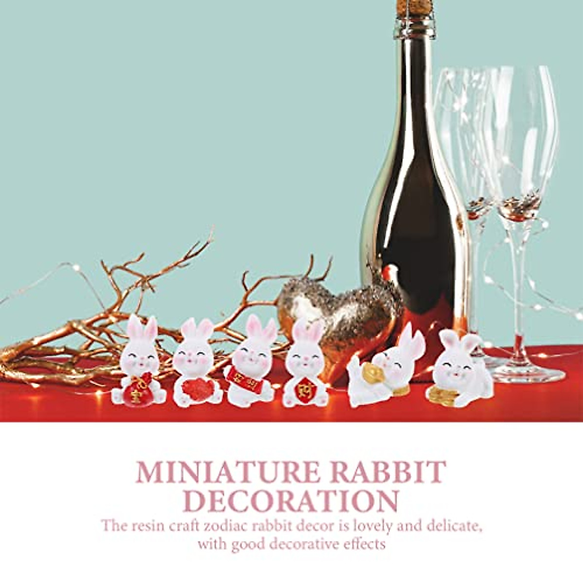 DECHOUS 10pcs Small Landscape Ornaments Zodiac Rabbit Figurine Zodiac Bunny Figurines Easter Bunny Figurines Car Dashboard Ornament Fairy Decor Rabbit Year Decors Animal Display Resin