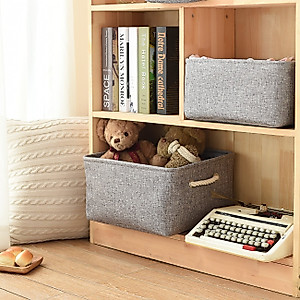 TheWarmHome Large Storage Bins Basket, 2 Pack Grey Fabric Storage Cubes for Changing Table Nursery Livingroom Kidsroom Playroom Toy, Collapsible Storage Baskets for organizing Shelves Closet