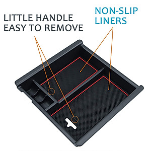 JKCOVER Center Console Accessory Organizer Compatible with Toyota Tacoma 2016 2017 2018 2019 2020 2021 2022 2023, ABS Material Armrest Box Insert Tray (Red trim)