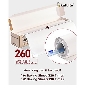 Katbite Heavy Duty Parchment Paper Roll & Slide Cutter for 15 Inches Plastic Food Wrap