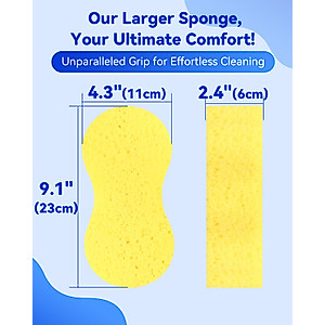 Temede 5-Pack Car Wash Sponges, 9.1" x 4.3" x 2.4" Large Sponges, Extra Thick Foam Kit for All-Purpose Cleaning, Ideal Washing Sponges for Kitchen, Bathroom, Household