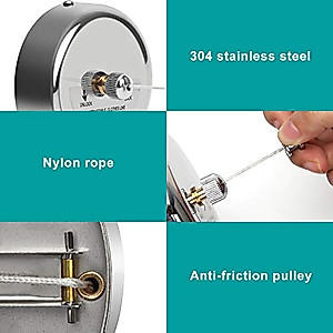 Retractable Clothesline, Coolrunner 9.5ft Retracting Clothes Line Indoor Outdoor Heavy Duty Shower Line with 10 Stainless Steel Clothespins for Wet Clothes and Quilt -Hold up to 33lbs