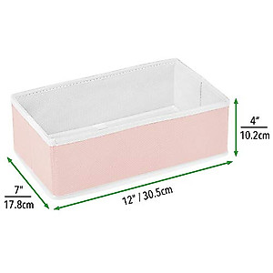 mDesign Soft Fabric Dresser Drawer and Closet Storage Organizer Bin for Bedroom - Holds Lingerie, Bras, Socks, Leggings, Clothes, Purses, Scarves, Jane Collection - 6 Pack - Pink/White