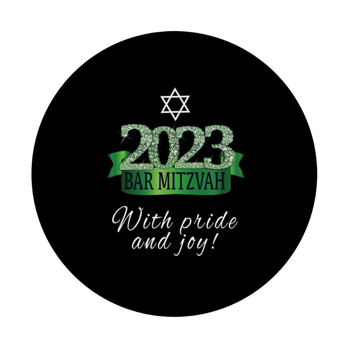 Bar Mitzvah 2023 I With Pride & Joy I Green Banner Decor PopSockets Standard PopGrip