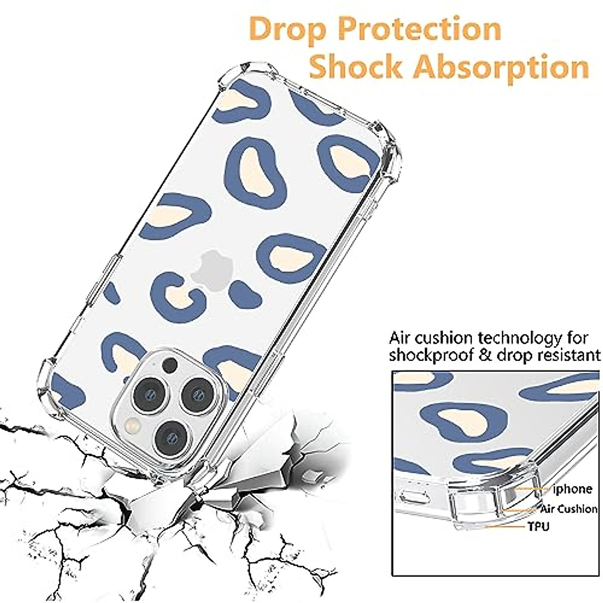 OFQKOAKS Cartoon Blue Cow Case for iPhone 13,Cute Funny iPhone 13 Soft Clear Four Corner Anti Fall Case for Girls Women