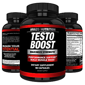 Arazo Nutrition TestoBoost Test Booster Supplement - Potent & Natural Herbal Pills - Boost Muscle Growth - Tribulus, Epimedium, Hawthorn, Zinc, Minerals