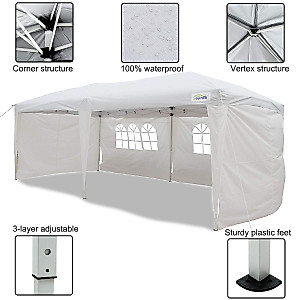 GOUTIME 10x20 Feet Ez Pop Up Canopy Instant Tent Shelter with Weight Bags 4 x 40 lb