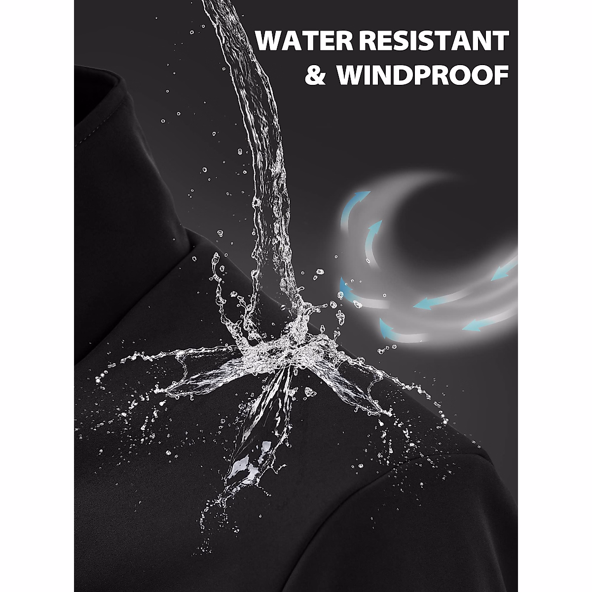 PTAHDUS Men's Heated Jacket Soft Shell with Hand Warmer, with 7.4V Battery Pack (Large, Black)