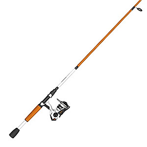 Zebco Roam Spinning Reel and Fishing Rod Combo, 6-Foot 6-Inch 2-Piece Fiberglass Fishing Pole, Split ComfortGrip Rod Handle, Soft-Touch Handle Knob, Size 30 Reel, Aluminum Spool, Orange