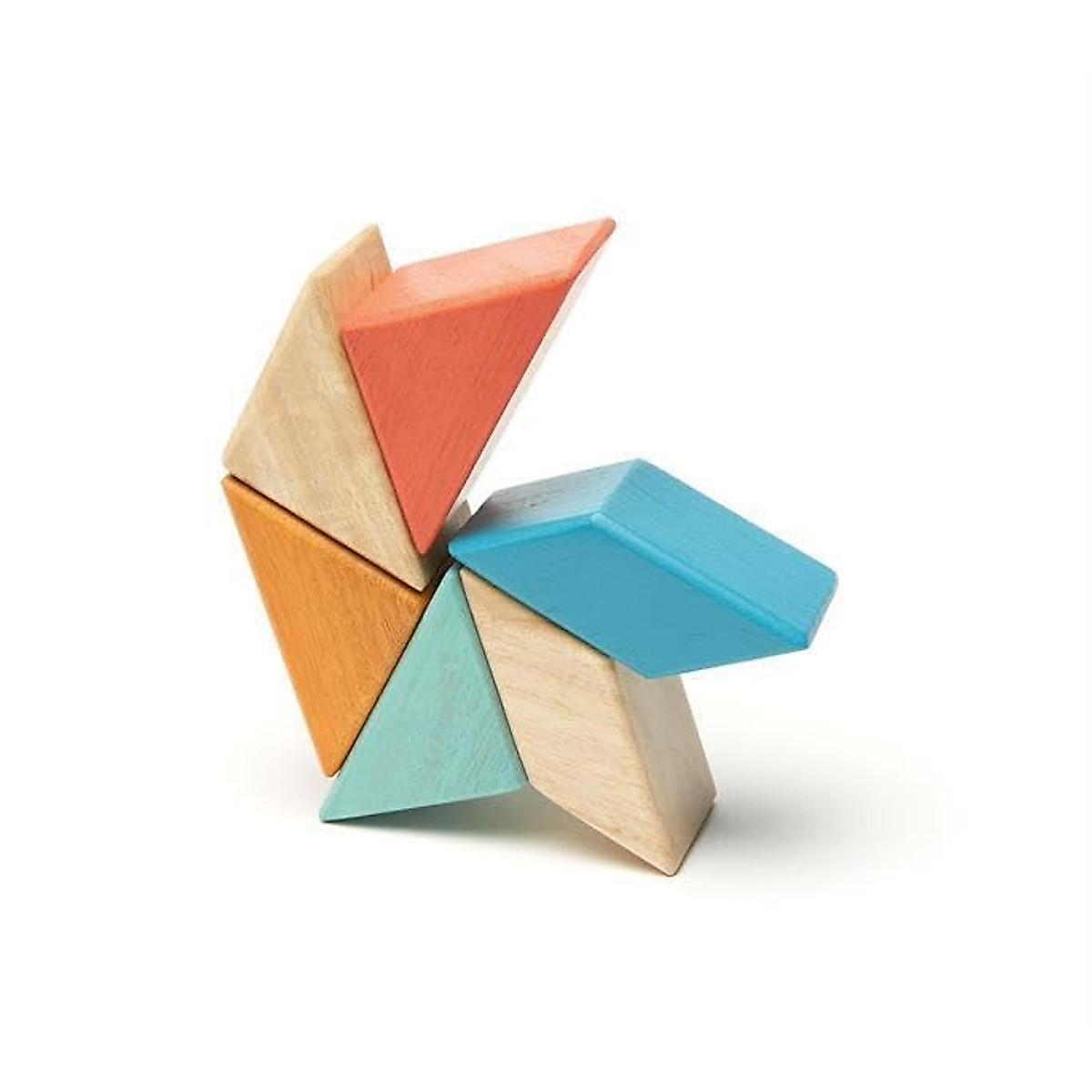 6 Piece Tegu Pocket Pouch Prism Magnetic Wooden Block Set, Sunset