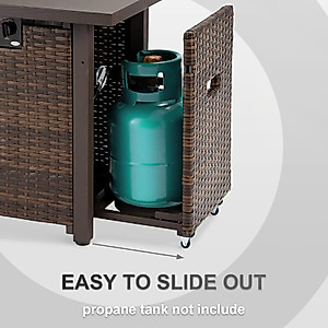 Grezone Patio Furniture Sets 7 Pieces with Fire Pit Table Patio Sectional Outdoor Furniture Sofa Chairs Set PE Rattan Wicker Couch Conversation Set with No-Slip Cushions Waterproof Covers Grey