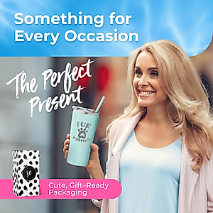 Fur Mama Insulated Stainless Steel Tumbler with Lid and Straw - Personalized Insulated Travel Mug for Wine, Coffee, Water - Dog Mom Gift, Dog Owner, Dog Lover - For the Kitchen or On-the-Go!