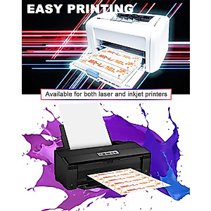 Mr-Label 8.11"×2" Waterproof Matte White Water Bottle Labels – for Inkjet/Laser Printer – Self-Adhesive Wraparound - for Wedding|Baby Shower|Corporate Event (10 Sheets Total 50 Labels)