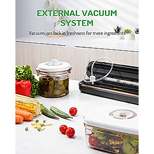 TWOMEOW Vacuum Sealer, Compact Slim Food Sealer Machine with Starter Kit, Automatic Sealing System for Sous Vide Cooking and Food Preservation, Vertical Vacuum Sealer Storage, Black