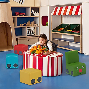 Kinfant Kids Sofa Baby Leather Chairs Toddler Colorful Flexible Soft Foam Stool Set, Suit for Toddlers and Kids, 5Pcs