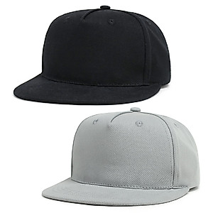 LAPI.ZAPI 2 Pack Toddler Baseball Hat for Boys Girls Snapback Cap Adjustable Cotton Dinosaur Hats Kids 1-5 Years (2-5 Years, 2pack Black & Grey)